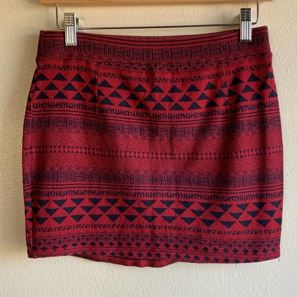 Sparkle & Fade | Skirts | Sparkle Fade Red Tribal Aztec Mini Skirt Size ...